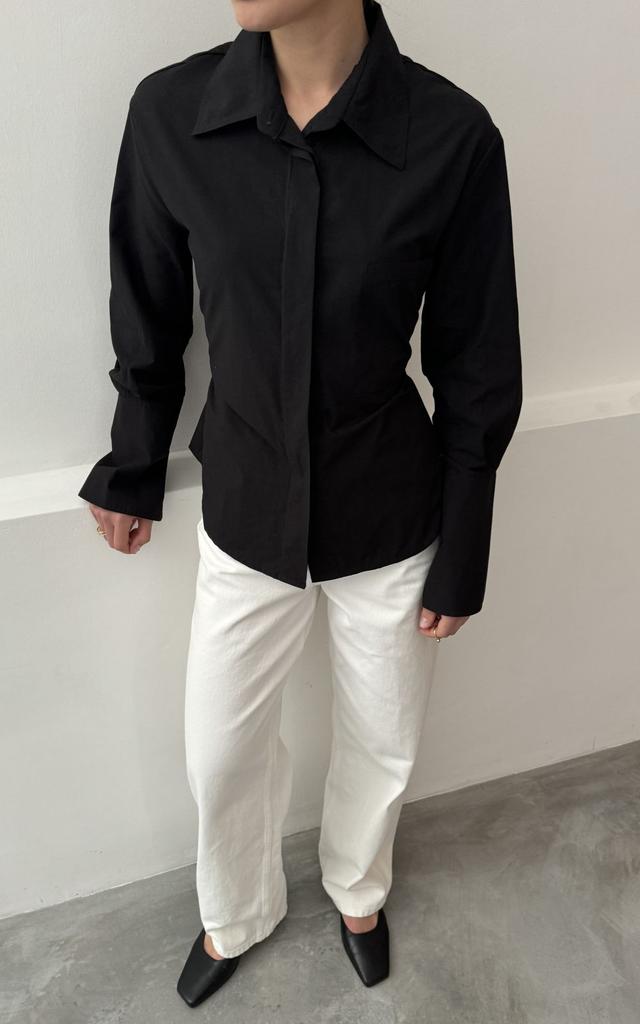 Dropped Shoulder Line Fluffy Sweater - Black | COOSH