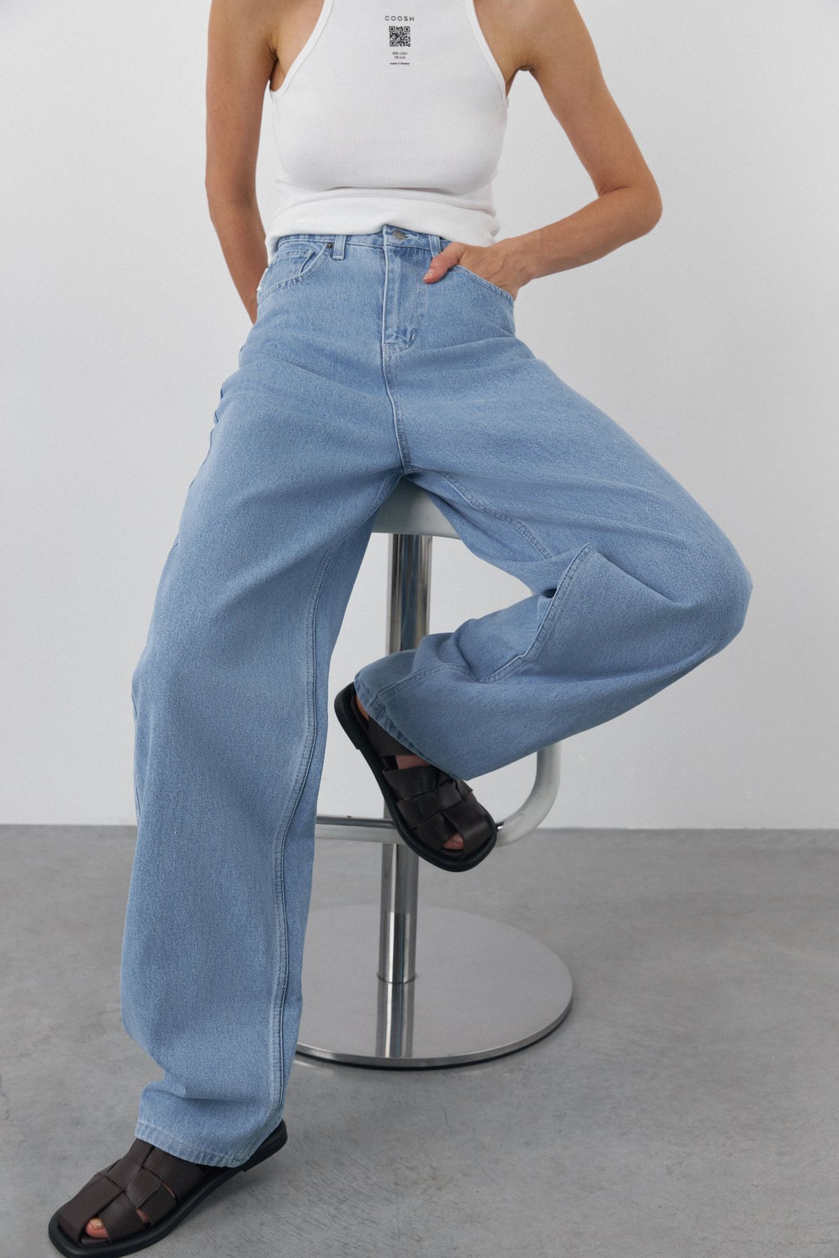 Джинси BASIC прямого крою з високою талією - Блакитний | COOSH