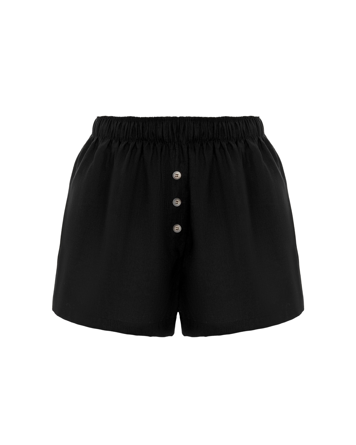 Elastic Waist Shorts With Buttons Black Coosh