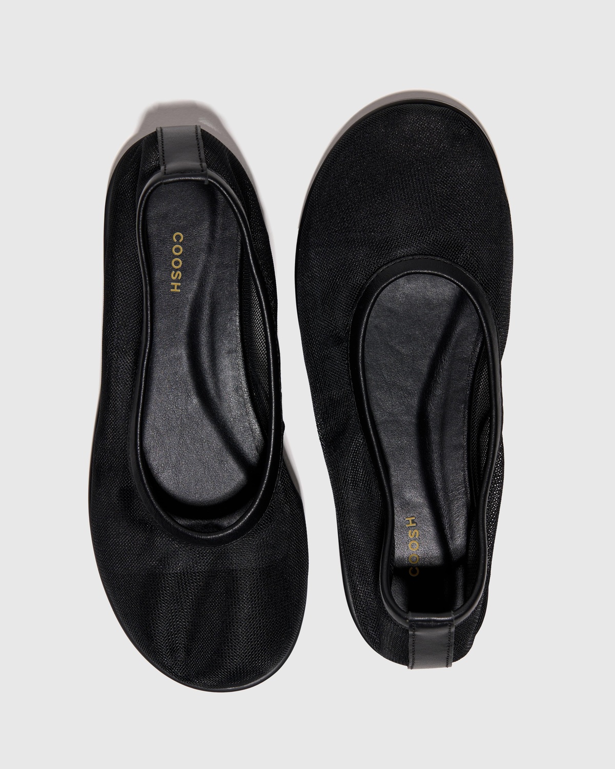 Round Toe Translucent Mesh Ballet Flats - Black | COOSH