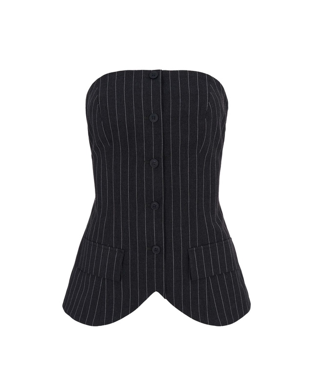 Strapless Striped Bustier Vest - Graphite | COOSH